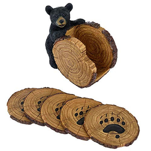 Cabin Log Coaster Set for Drinks - Modern Home Decor Accents Hunting D