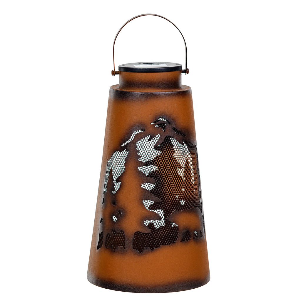 Pine Ridge Bear Solar Lantern - Outdoor Hanging Lantern, Garden Lights