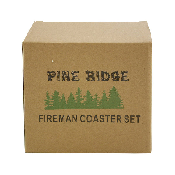 Pine Ridge Fire Department Set Of 4 Coasters With Rubber Pad Base and