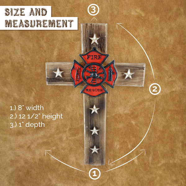 Pine Ridge Firefighter Fire and Rescue Wall Cross Home Decor- Religiou